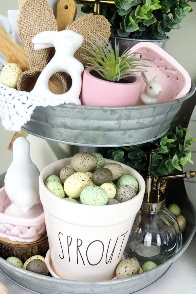 2 Tiered Spring Shelf & Spring Inspo - Curly Crafty Mom