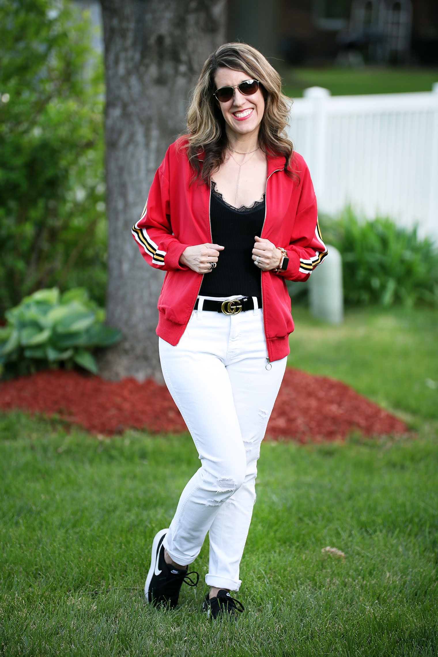 Thursday Fashion Files Link Up #210 – Red Hot Jacket - Curly Crafty Mom
