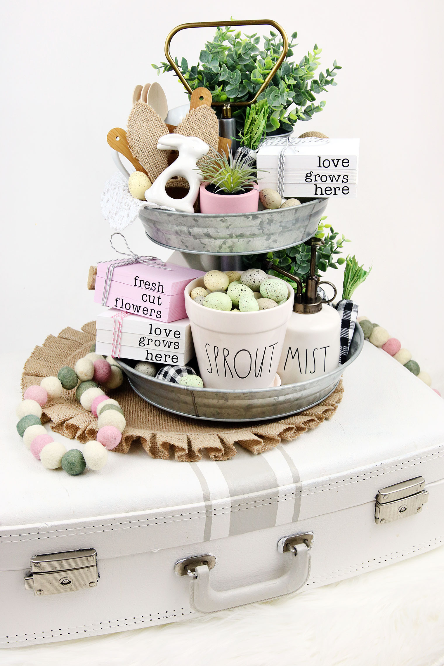 Decorative Trays Patrick's Day mini wood book stack/ tier tray decor ...