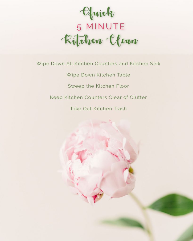 Quick 5 Minute Kitchen Clean + Free Printable - Curly Crafty Mom