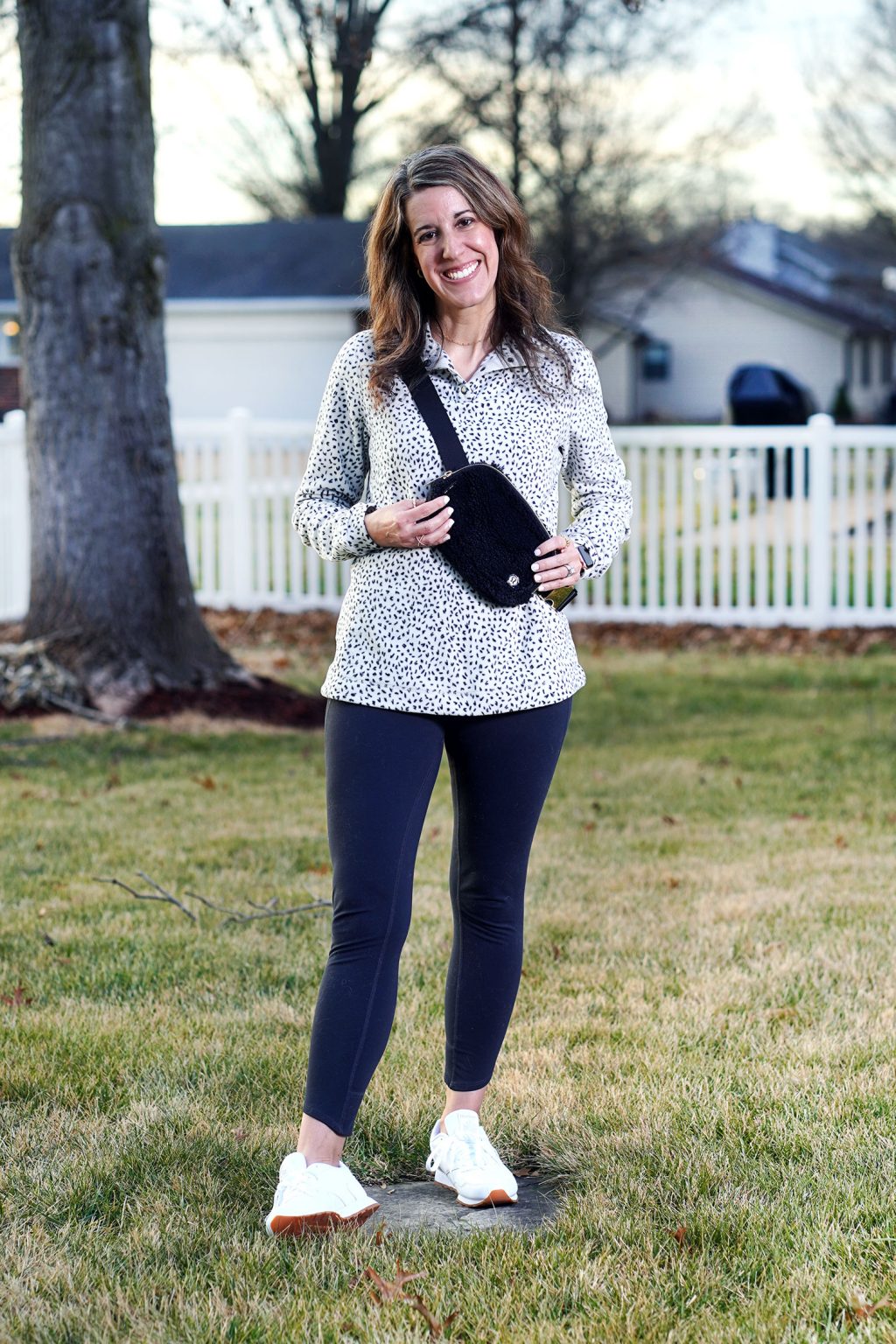 Fun and Fleecy in a B/W Spotted Top - Curly Crafty Mom