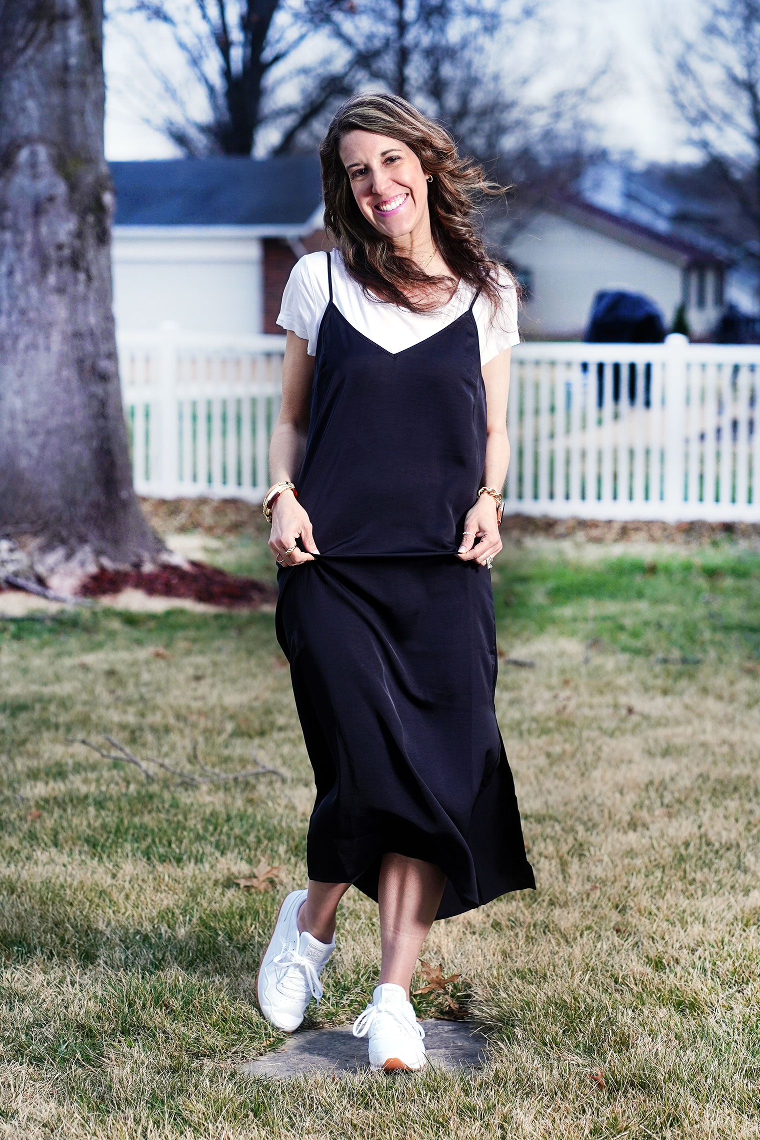 Styling a Slip Dress for the Spring - Curly Crafty Mom