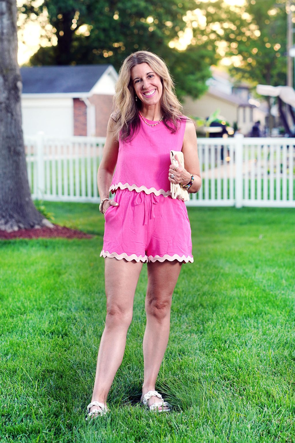 Summer Brights (Tropical Dress + Pink Rick Rack Set) - Curly Crafty Mom