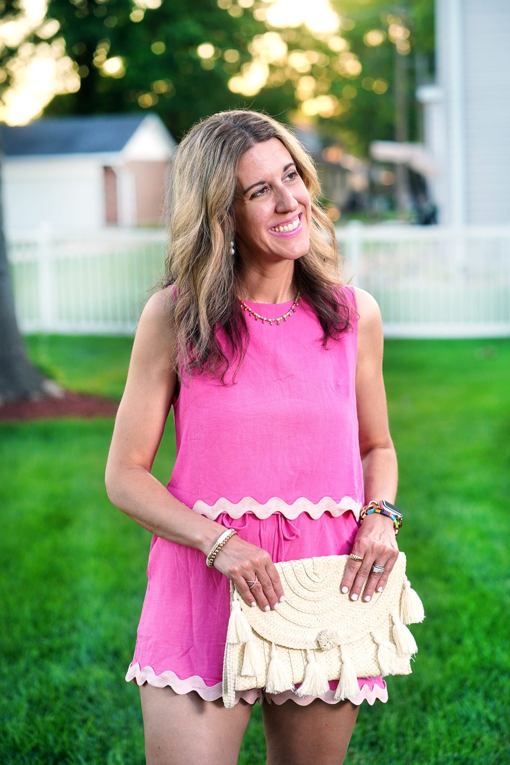 Summer Brights (Tropical Dress + Pink Rick Rack Set) - Curly Crafty Mom