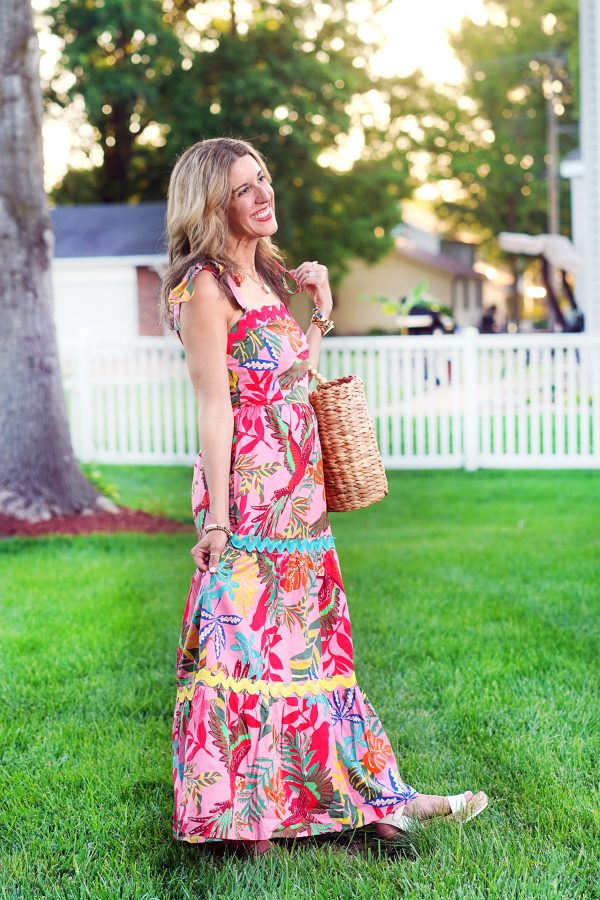 Summer Brights (Tropical Dress + Pink Rick Rack Set) - Curly Crafty Mom